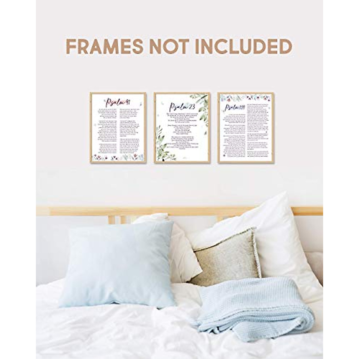 Psalm 23, Psalm 91, Psalm139 Wall Art Prints - Set of 3 Posters - ESV Bible Page Verse Wall Decor - 8x10 - Unframed