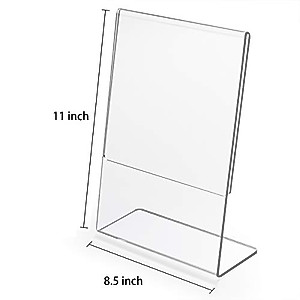 8.5x11 Acrylic Sign Holder, HIIMIEI Slant Back Sign Holders Portrait Ad Frames Clear Durable Flyer Display Stand for Office Home Store Restaurant Pack of 12