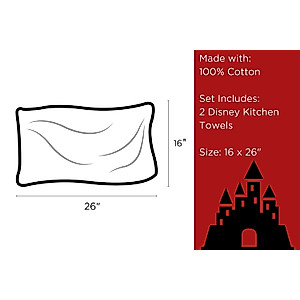 Disney 100% Cotton Kitchen Towels, 2pk, Perfect for Drying Dishes & Hands, Absorbent, Light Weight, and Adorable