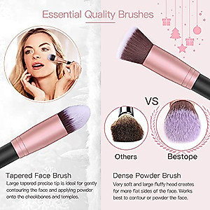 BESTOPE PRO 16Pcs Makeup Brushes Set, 4Pcs Beauty Blender Sponge Set and 1 Brush Cleaner, Premium Synthetic Foundation Brushes Blending Face Powder Eye Shadows Make Up Brushes Kit (Black Rose Gold)