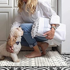 Xsinufn Boho Kitchen Mat Set of 2,Modern Farmhouse Kitchen Rugs and Mats Non Skid Washable,Moroccan Boho Runner Rugs with Rubber Backing for Kitchen Decor Accessories (Grey/Off-White 17"x47"+17"x30")