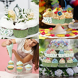 Whaline 600Pcs Greenery Cupcake Liners Eucalyptus Olive Leaf Baking Cups Sage Green Wedding Cupcake Wrappers for Baby Shower Wedding Bridal Showers Birthday Party Decorations