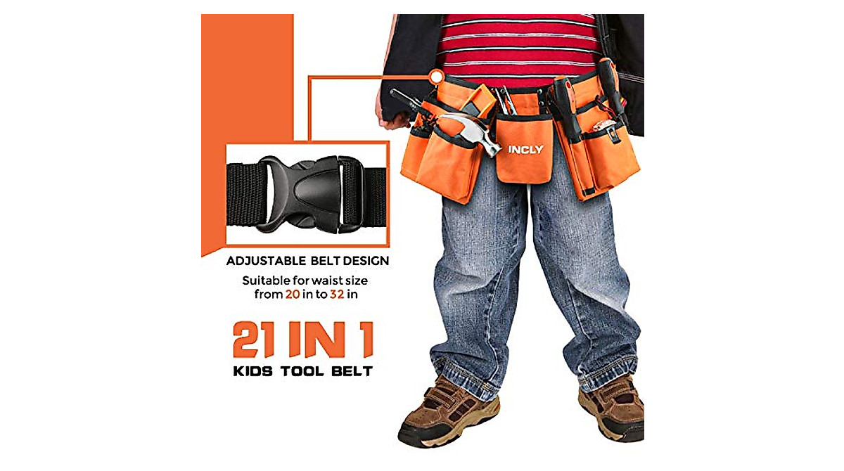Kids Tool Set with Real Hand Tools and Adjustable Belt | INCLY