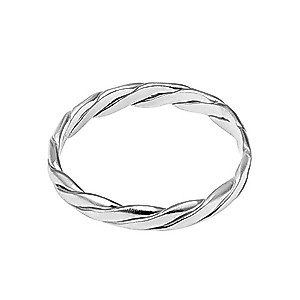 AeraVida Tropical Twice Twisted 3 mm Band .925 Sterling Silver Ring | Classic Wedding Rings For Women | Sterling Silver Rings Sizes (10)