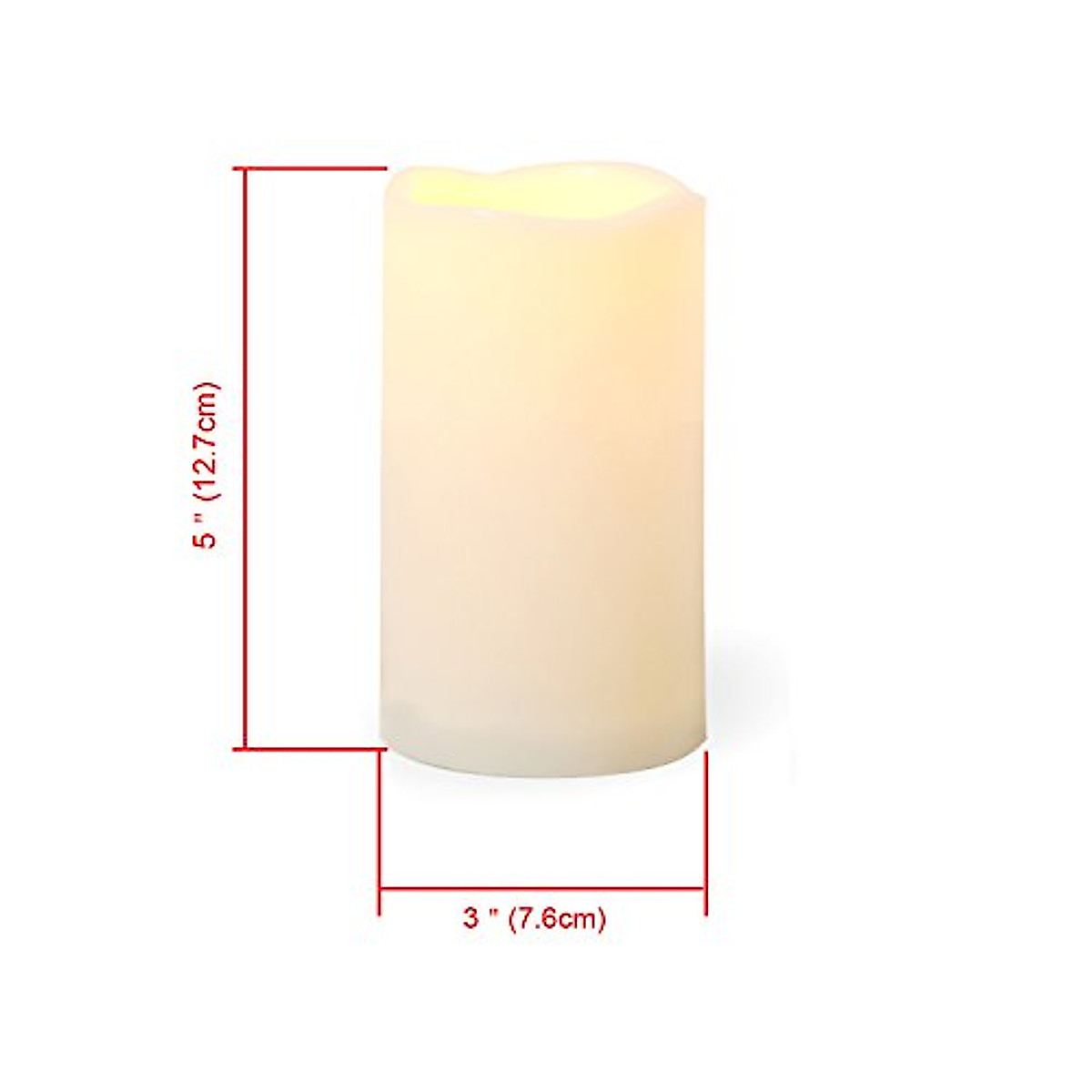 Waterproof Outdoor Battery Operated Flameless LED Pillar Candle with Timer Flickering Plastic Resin Electric Decorative Night Light Lantern Patio Garden Home Decor Party Wedding Decorations D3 xH5