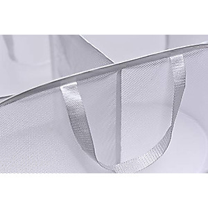 Popup Laundry Basket, Two Compartments - Durable Mesh Material, Folds for Storage, Easy Carry Handles. Folding Pop-Up Laundry Basket Bins are Great for College Dorm Laundry Room or Travel. (White)