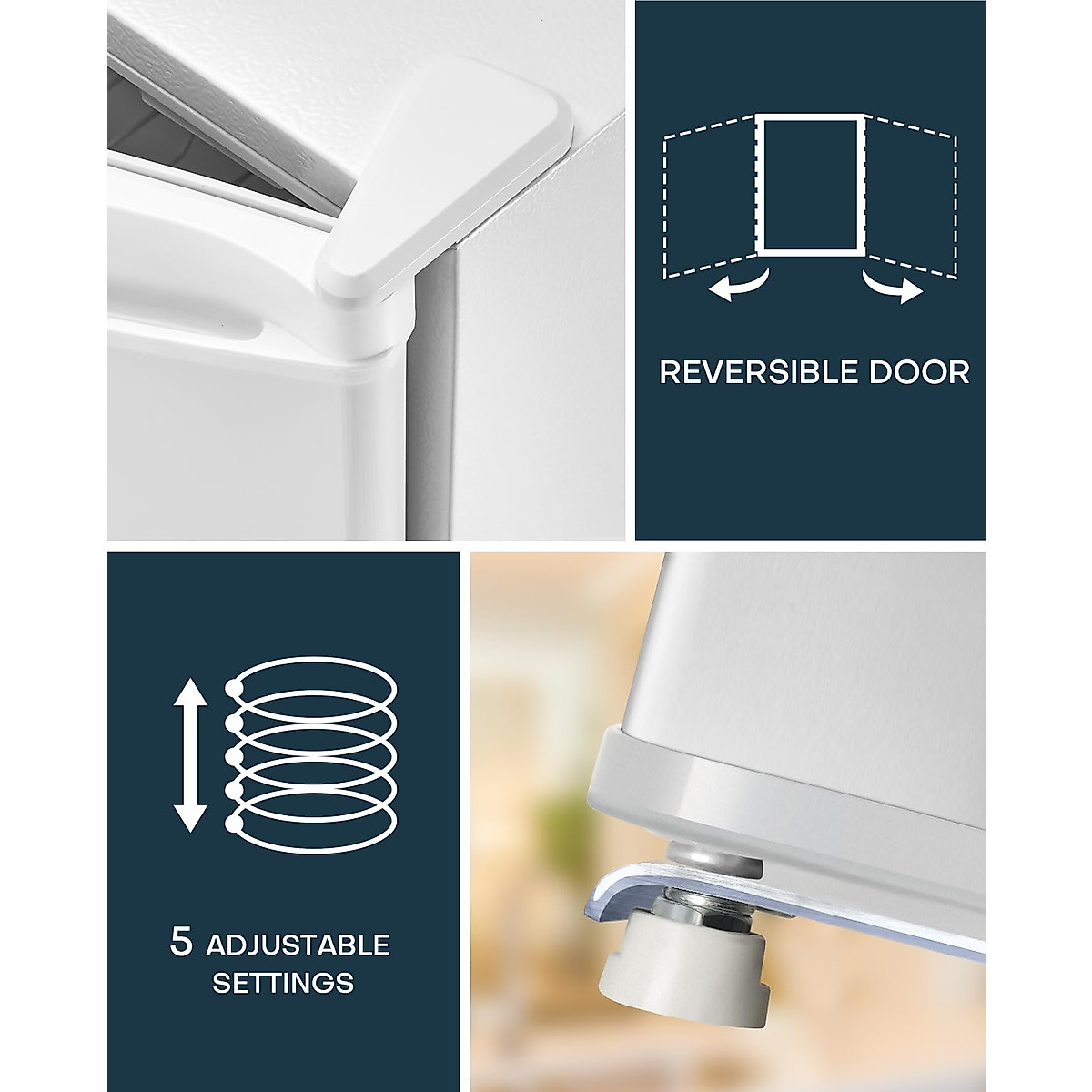 Upstreman 1.7 Cu.ft Mini Fridge with Freezer, Dorm Essentials, Adjustable Thermostat, Energy Saving, Low Noise, Single Door Compact Refrigerator for Dorm, Office, Bedroom, White-FR17