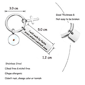 Gzrlyf Faith Mustard Seed Keychain Faith Gifts I will Walk by Faith When I Cannot See Christian Gifts (Keychain)