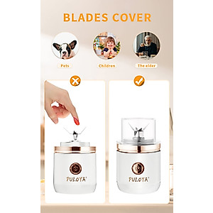 PULOYA Portable Blender, USB-C Rechargeable 14 Oz BPA Free Personal Juicer for Smoothies and Shakes with Travel Cup and Lid, Deep Blue