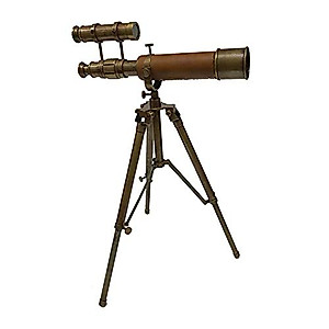Hassanhandicrafts Nautical Antique Brass Spyglass Telescope Double Barrel with Brass Tripod Stand