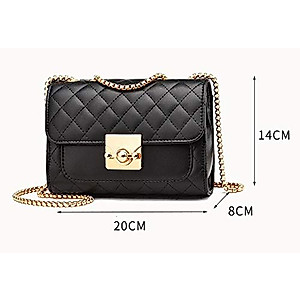 Hanbella Crossbody Purse for Women - Cute Quilted Leather Shoulder Bag with Gold Chain Strap for Teen Girls - Womens Clutch