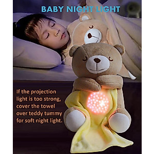 Baby Sleep Soother, Cry Activated Sensor Teddy Bear Lullabies & Mom Heartbeat, White Noise Machine, Nursery Toddler Star Night Light Projection Sleep Aid, Unique Baby Girl, Baby boy and New Baby Gifts