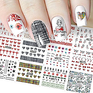 ZEJIANG 4 Sheets Cartoon Water Slide Nail Art Decals Water Transfer Nail Decals Sticker for Pretty Girl (B)