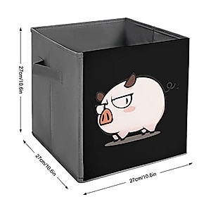 Cute Pig Collapsible Storage Bins Cubes Organizer Trendy Fabric Storage Boxes Inserts Cube Drawers 11 Inch