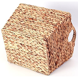 Vintiquewise Water Hyacinth Square Wicker Shelf Basket (Large)