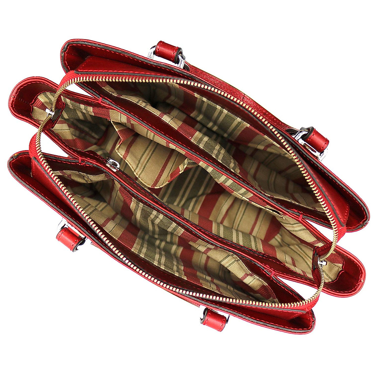 Floto Sesto Women's Leather Handbag with Crossbody Strap (Tuscan Red)