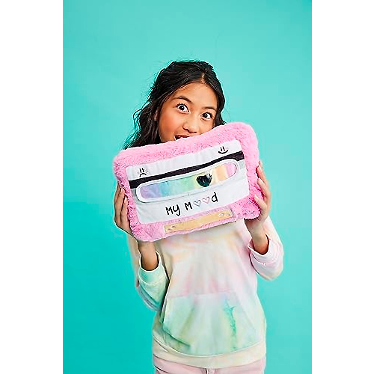 iscream Mood Meter Fur & Fleece 11" x 7" Pillow with Embroidered Accents