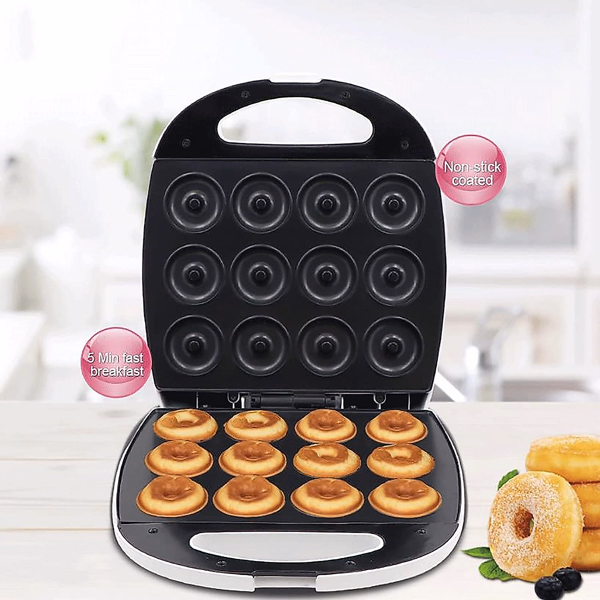 Mini Donut Maker Machine, 1400W Nonstick Electric Doughnut Baker Machine for Home Bakery Dessert Shop Mall Dessert Shop