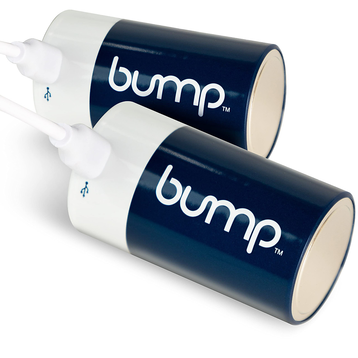 bump D 1.5V Rechargeable Batteries - 2 Pack - Lithium Ion, 12000 mWh, Fast & Long Lasting USB-C Charge, Use in Flashlights, Devices w/Extended Running Time Requirements, Charger Cable Included