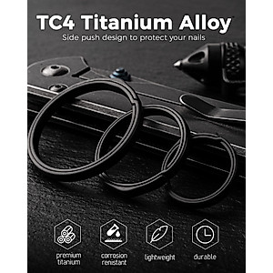 TISUR Key Ring, Titanium Side-Pushing Designed Small Key Chain Rings,Split Rings Keyrings for Men Woman