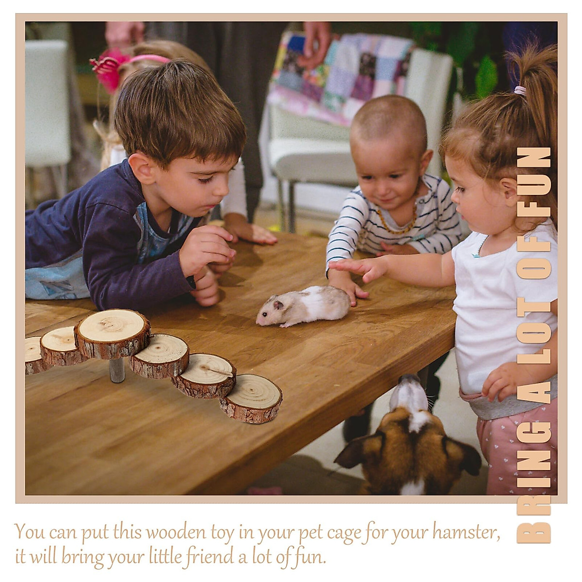 Wooden Hamster Ladder Bridge,Small Animals Climbing Ladder Activity Set Platform Ramps Playground Toys for Parrot Ferret Squirrel Hamster Rat Small Animals Little Rodent to Play and Exercise