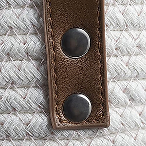 VASS Group 2-Pack 100% Cotton Rope Baskets with Leather Handles – 8”x 7” Sturdy Hanging Woven Wall Storage Bins for Home Decor Organizing – Blue