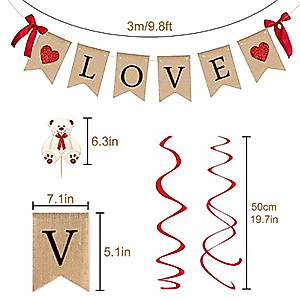 Valentines Day Decoration Set Valentines Day Decor 1Pcs Love Bunting Banner 10Pcs Single Swirls 6Pcs Double Swirls and 10Pcs Toppers Valentines Decorations Valentine's Day Decorations
