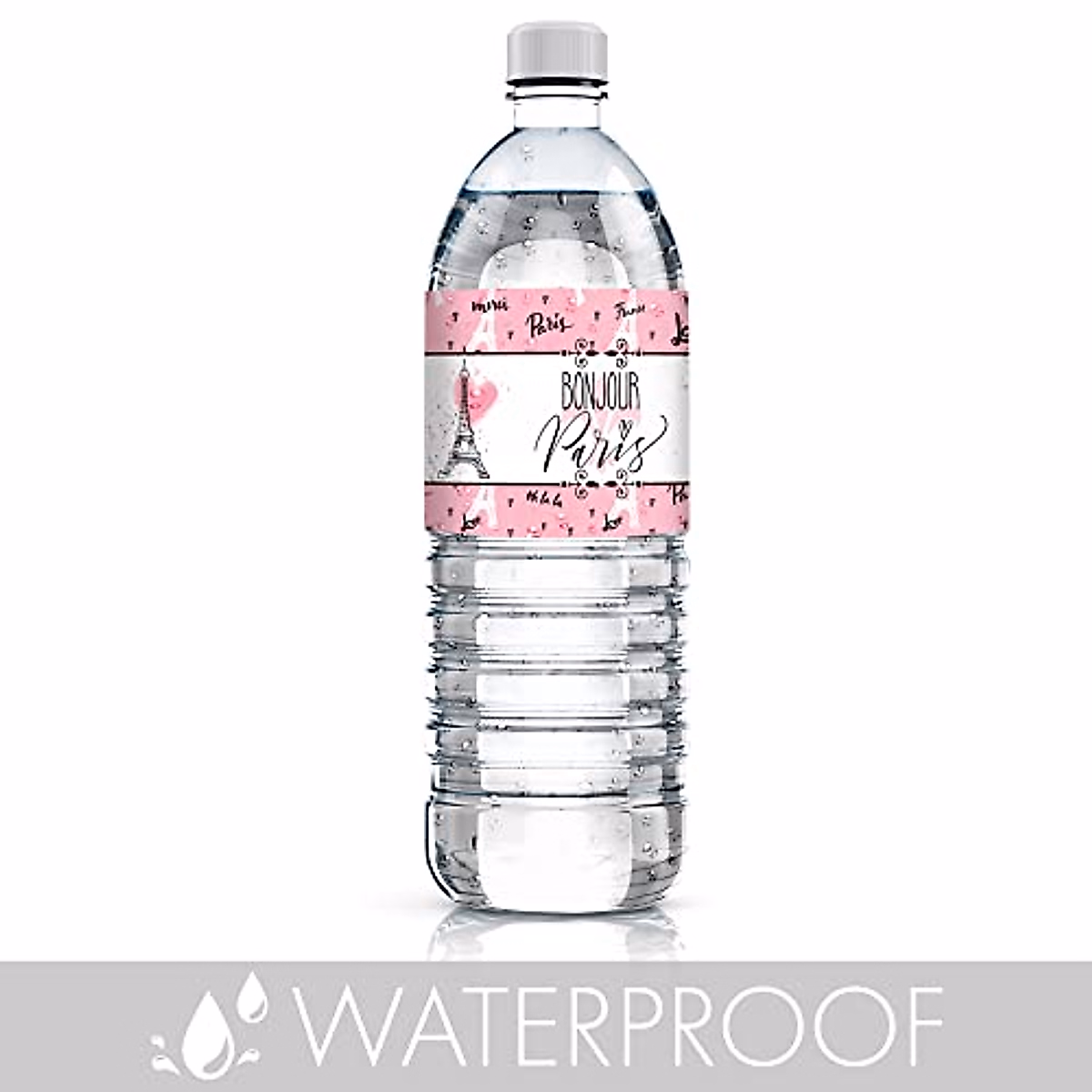 Paris Party Water Bottle Labels - 24 Stickers