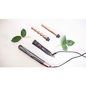 Blenci Interchangeable Curling Wand Set - Professional Curling Iron and Hair Straightener Gift Set Bundle Includes Multi Attachment Styling Wand, Flat Iron, Glove & Travel Case, Gift Idea for Women