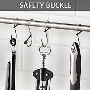 S Hooks, 8Pcs S Hooks for Hanging with Safety Buckle, 3.5 Inch Heavy Duty S Shaped Hooks for Kitchen, Closet