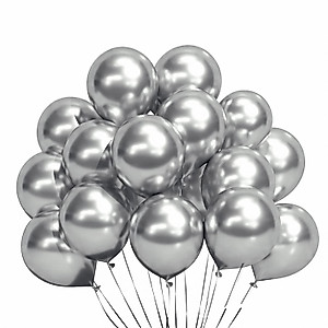 Metallic Silver Balloons 5 inch 50pcs Silver Latex Party Balloon Chrome Balloons for Wedding Engagement Anniversary Birthday Party Decorations