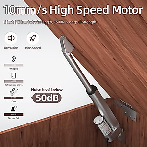 RVMARINEPAT Linear Actuator 12V 330lb/1500N Heavy Duty 6" Linear Motion Actuator High Speed 10mm/s Fast Electric Actuator IP54 Waterproof Linear Actuator with Controller