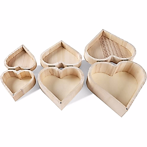 Bright Creations Set of 3 Unfinished Wood Jewelry Box for Painting, Wooden Heart Shaped Box Organizer with Magnetic Hinged Lid for DIY Projects, Gifts, Wood Crafts for Valentine’s Day