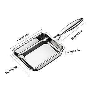 SSYSHANGSYA Japanese Omelette Pan - Tamagoyaki Nonstick Pan - Square Pan - Egg Roll Pan - Rectangle Frying Pan - Small Frying Egg Pan, Cooktop Safe, 7.5 x 6.3 inch (Stainless Steel)