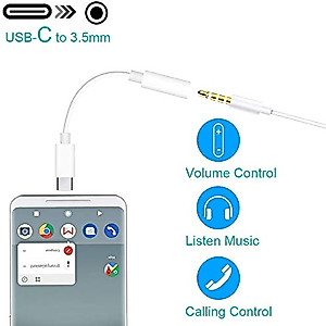 2 Pack USB-C to 3.5mm Headphone Jack Adapter Type C Port Audio Aux Cable Dongle Compatible with iPad Pro/Pixel 6 5XL/Galaxy S23 S22 S21 S20 Ultra Z Flip S20+ Note 20 10 S10 S9 Plus/One plus 6T 7 Pro