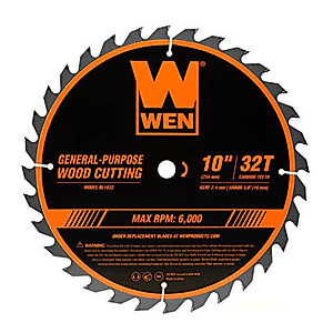 WEN BL1032-2 10-Inch 32-Tooth and 60-Tooth Carbide-Tipped Professional Woodworking Saw Blade Set, Two Pack