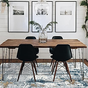 QD-Udreamy 5x7 Area Rugs, Machine Washable Rug 5' x 7', Ultra-Thin Abstract Modern Area Rug Stain Resistant Anti Slip Backing Rugs for Living Room Bedroom