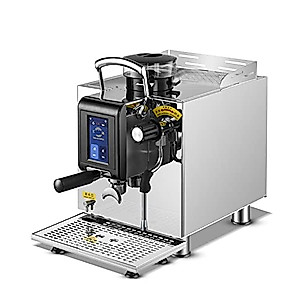 XBROOM Commercial Espresso Machine Stainless Steel Touch Automatic With Quiet Grinder Dual Boiler Water Supply Line (Size : EU)