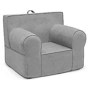 Delta Children XL Cozee Foam Chair - Perfect Size for Kids Ages 18 Months - 12 Years+, Light Grey