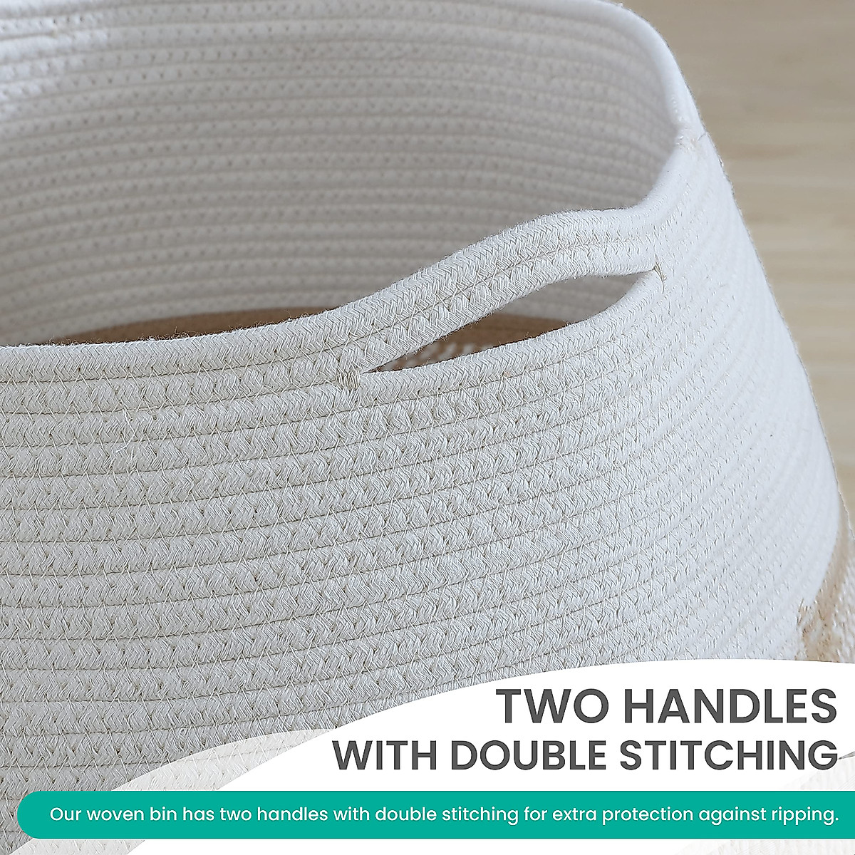 Organizix XXXL Extra Large Woven Cotton Rope Tall 25" Height Laundry Hamper Basket with Handles, Storage Basket for Toys, Blanket, and Towels - 20 x 25, White/Brown