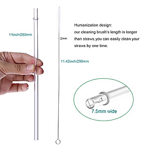 DAKOUFISH 11 Inch Clear Reusable Thick Tritan Plastic Drinking Straws Extra Long for 24oz & 40oz Mason Jar Tumblers,Dishwasher safe,Set of 12 Pcs Straws with Cleaning Brush (11inch, Clear)