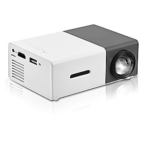 Mini LED Projector , Mini Private Home Theater Portable LED Projector Support 1080P HD HDMI Multimedia Player Clear Stereo Sound for Outdoor Recreation , Entertainment Venues Black White