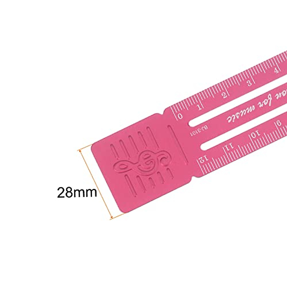 HARFINGTON 3pcs Straight Ruler 12cm Metric Aluminum Alloy Ruler Scale on Both Sides Hollow Design Bookmark Measuring Tool for Children Study Classroom Office, French Rose