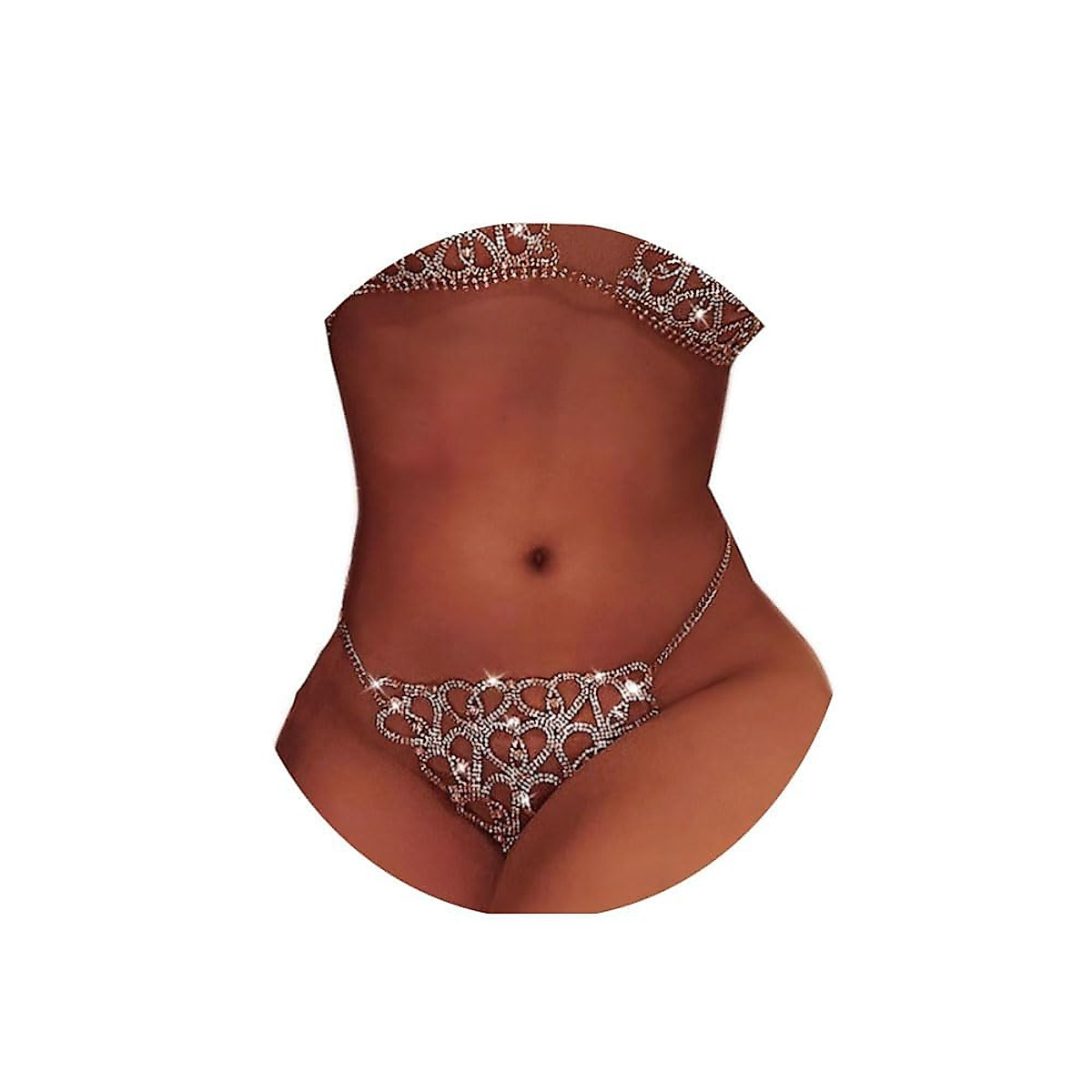 Nieeweiy (Gold) Body Chain Jewelry Women Bikini Rhinestone Underwear Waist Belly Chain Blingbling Crystal Thong Night Jewelry for Women