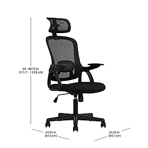 Mainstays Ergonomic Office Chair with Adjustable Headrest, Black Fabric, 275lb Capacity (D Light Grey)