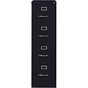 Scranton & Co 4 Drawer 22" Deep Letter File Cabinet in Black, Fully Assembled