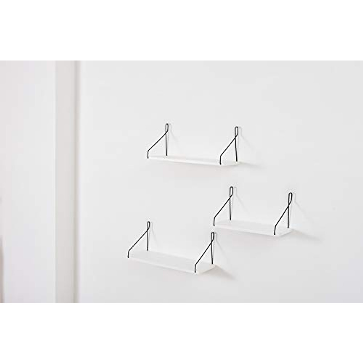 Emmastar Products Industrial Floating Shelves Modern White 3 Pack Piece Set with Easy Install Option or Traditional Screw Mounting