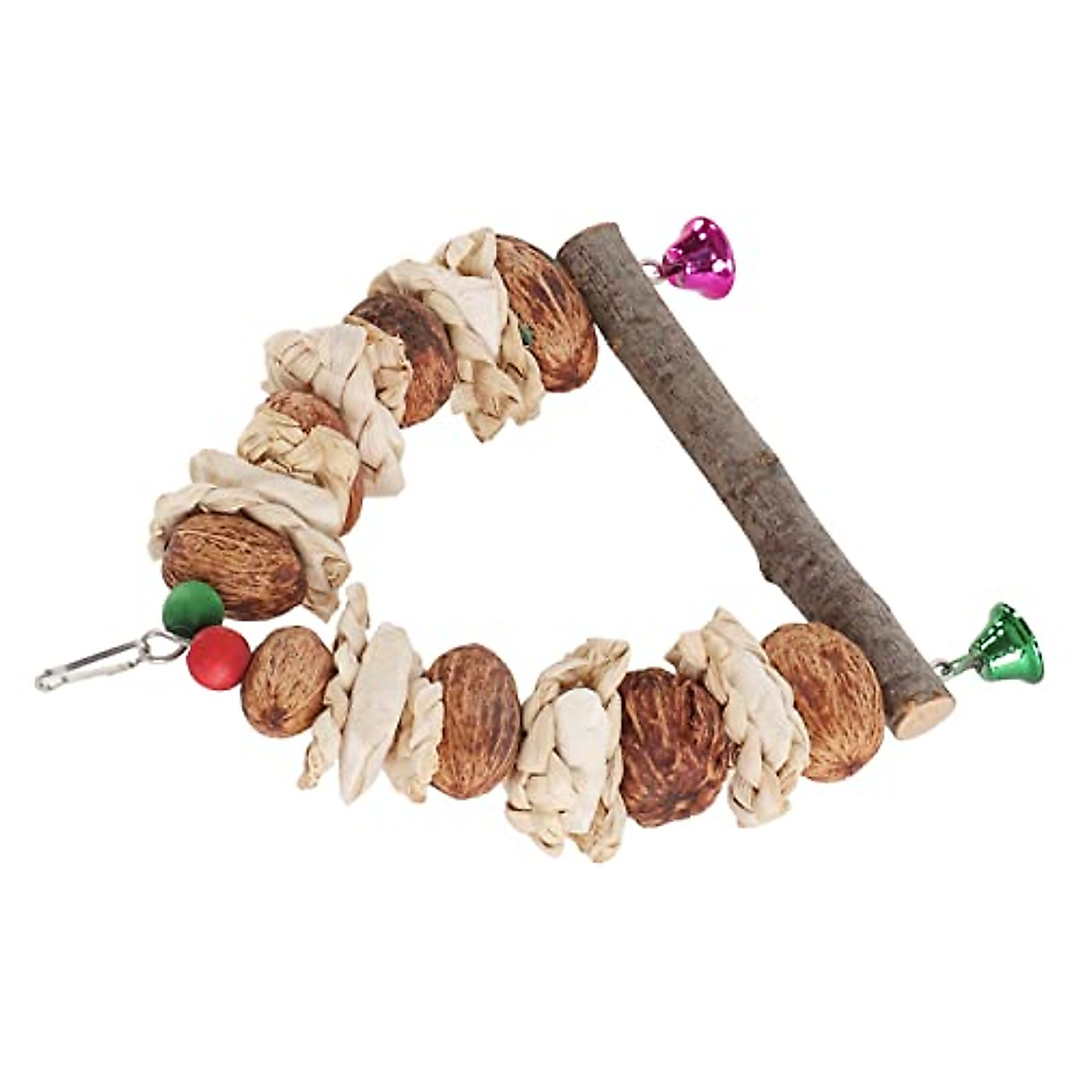 Bird Swing Healthy Cuttlefish Bone Toxic Free Parrots Swing Perch Hanging Nuts with Bells for Parakeets Parakeets (S)