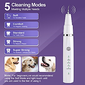 VVHOMIFE Dog Teeth Cleaning Kit-Dog Tooth Plaque Remover-Ultimate Pet Dental Care Kit - Ultrasonic Teeth Cleaner and Plaque Remover for Dogs | Complete Oral Hygiene Solution-White