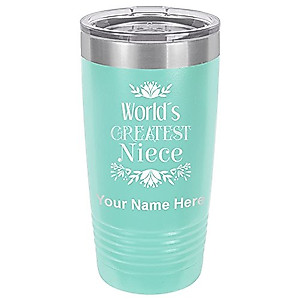 LaserGram 20oz Vacuum Insulated Tumbler Mug, World's Greatest Niece, Personalized Engraving Included (Teal)